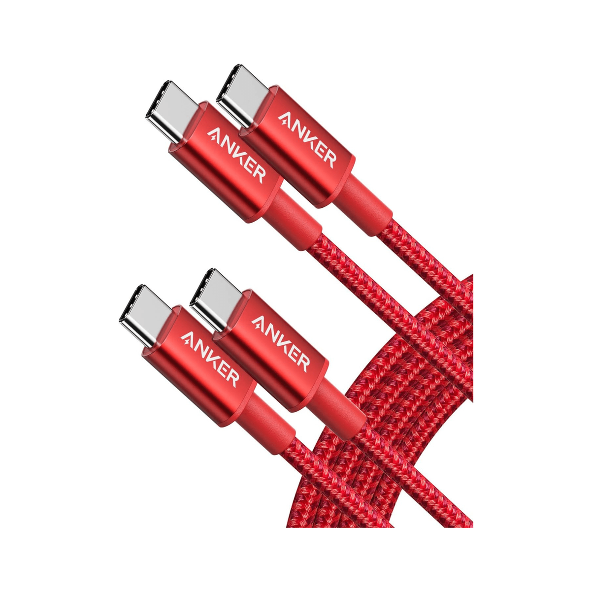 RapidCord USB-C Cables (2-Pack, 6ft, Red) - Fast Charging & Durability ...