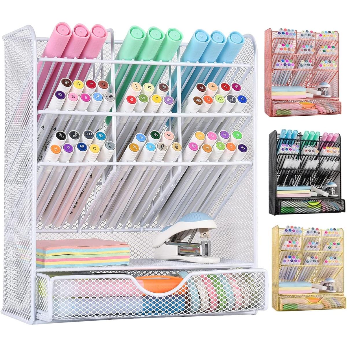 10-Slot Desk Organizer with Drawer | DOKUTRONIX